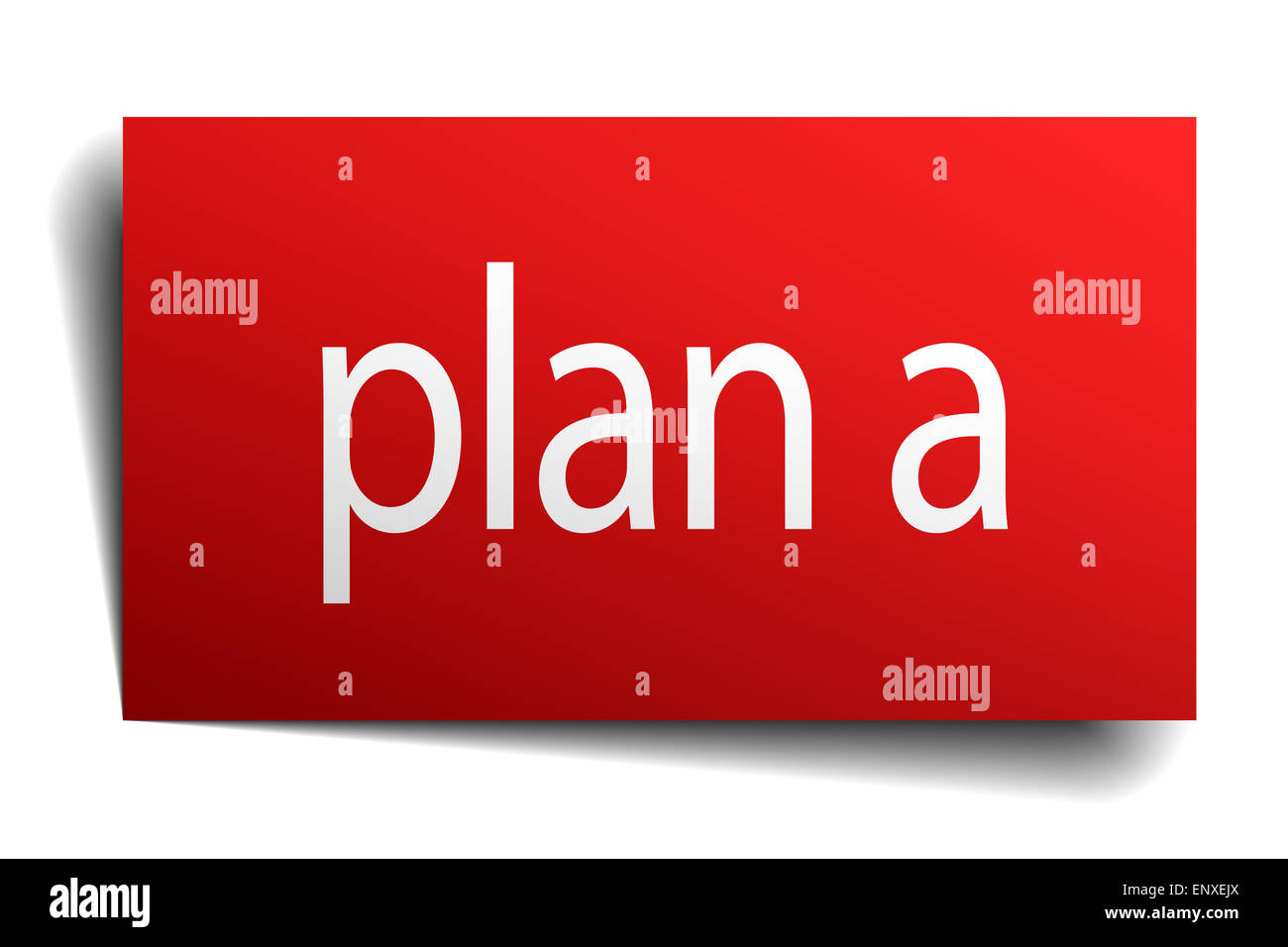 plan a red paper sign on white background Stock Photo - Alamy