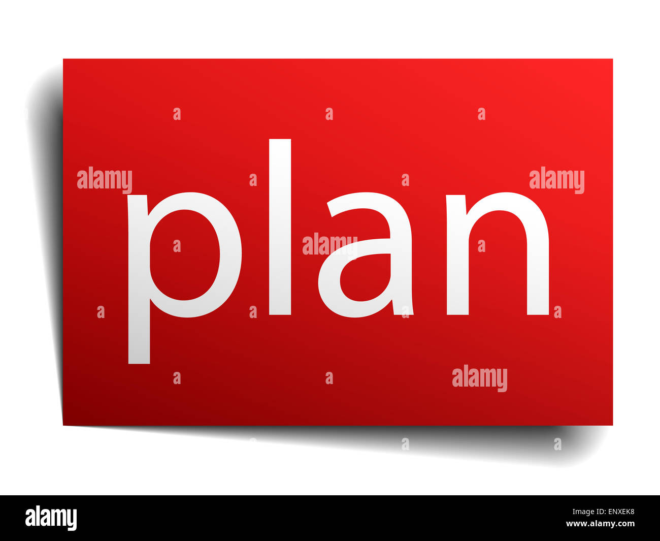plan red paper sign on white background Stock Photo - Alamy