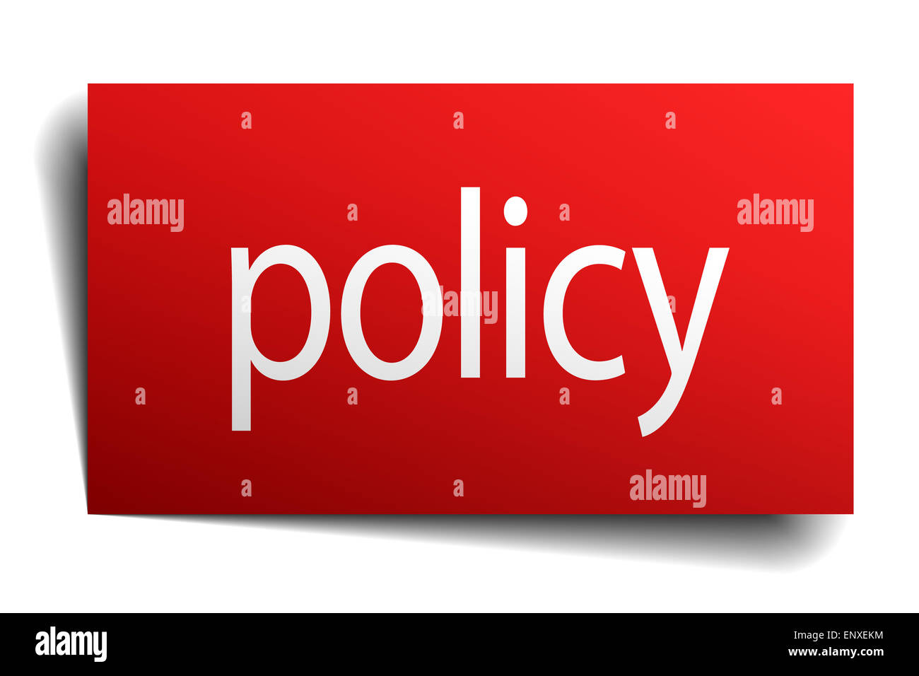 policy red paper sign on white background Stock Photo - Alamy