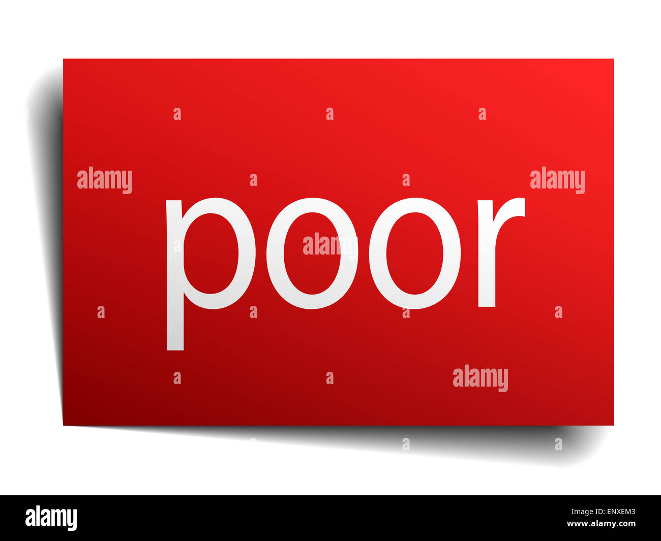 poor red square isolated paper sign on white Stock Photo - Alamy