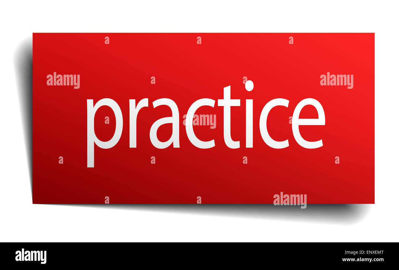 practice red paper sign on white background Stock Photo - Alamy