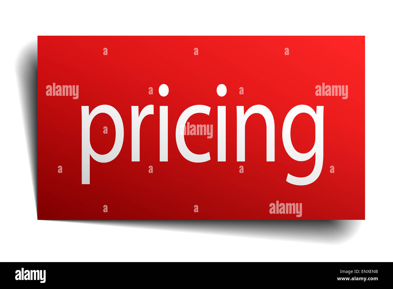 pricing red paper sign on white background Stock Photo - Alamy