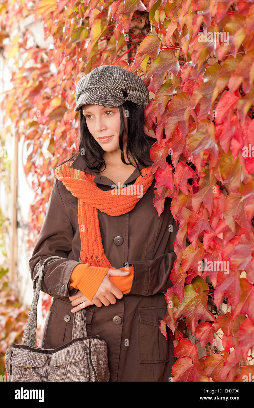 Autumn leaves portrait of beautiful female model Stock Photo - Alamy