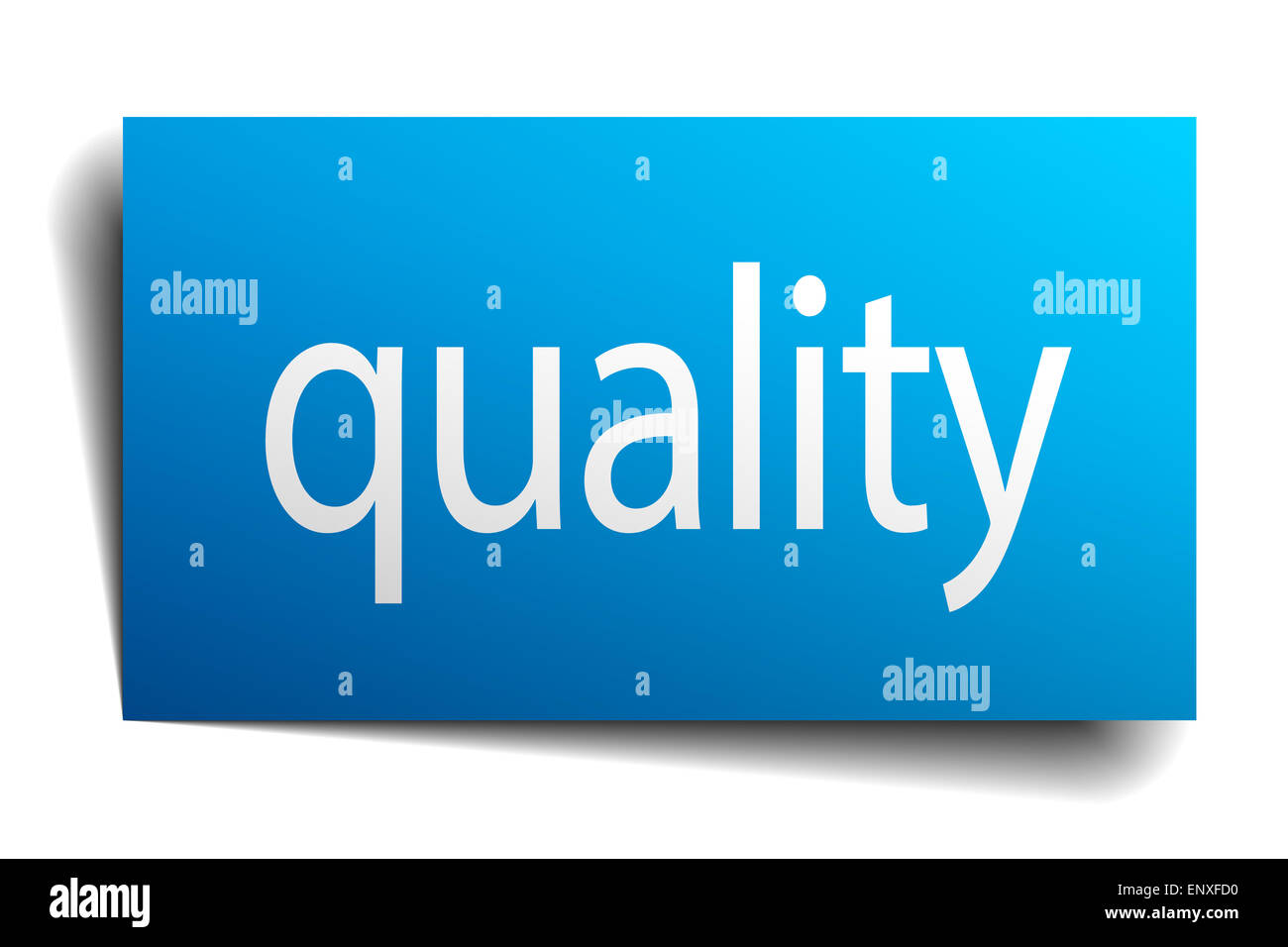 quality blue paper sign on white background Stock Photo - Alamy