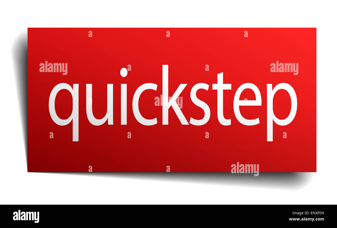 quickstep red paper sign on white background Stock Photo - Alamy