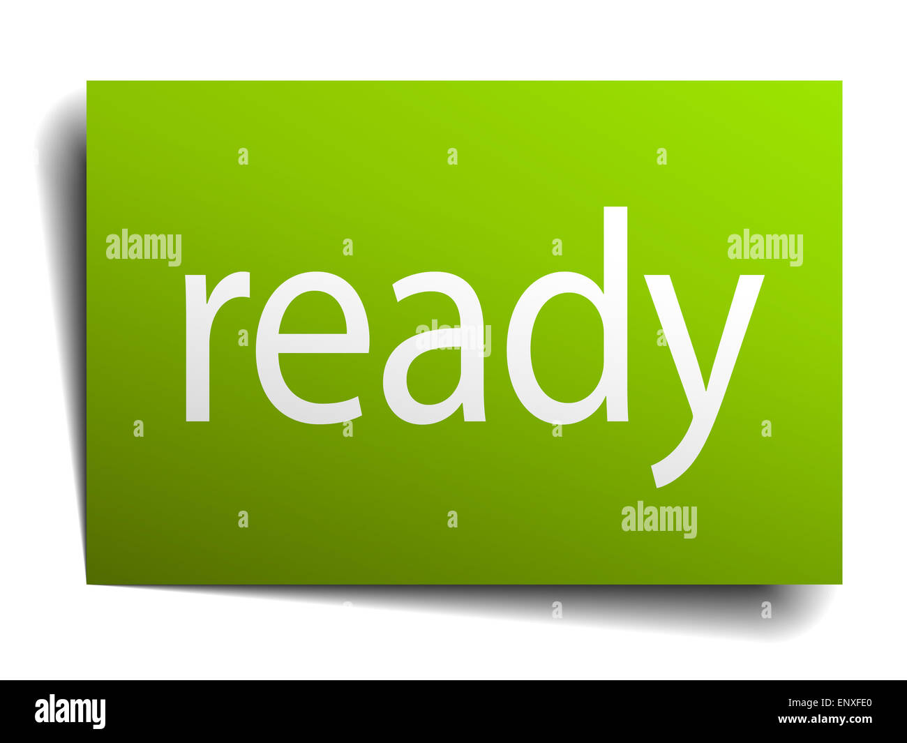 ready square paper sign isolated on white Stock Photo - Alamy