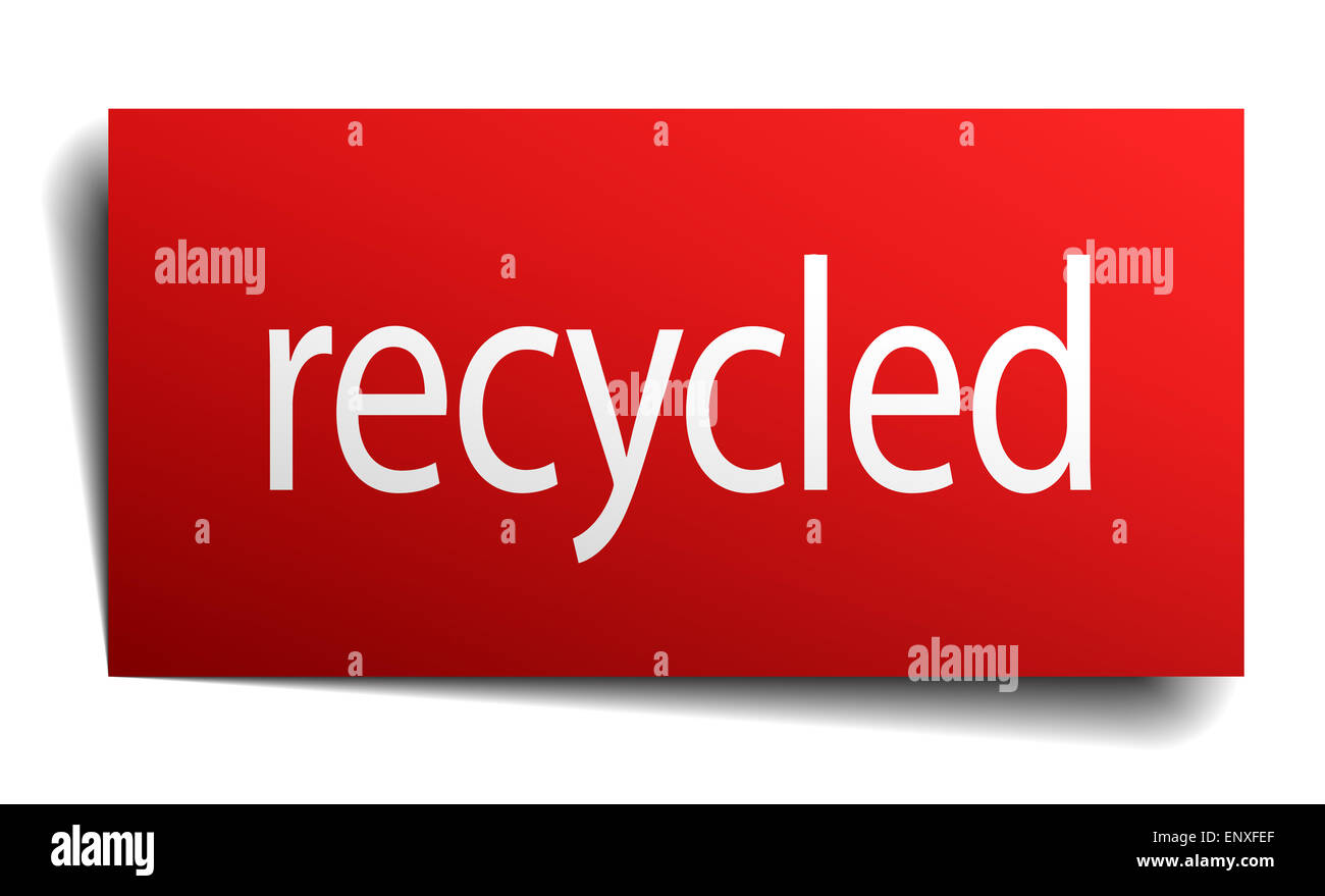 recycled red paper sign on white background Stock Photo - Alamy