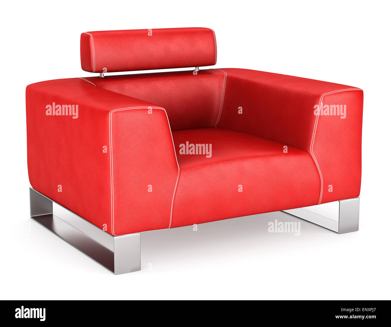 modern red leather armchair isolated on white Stock Photo - Alamy