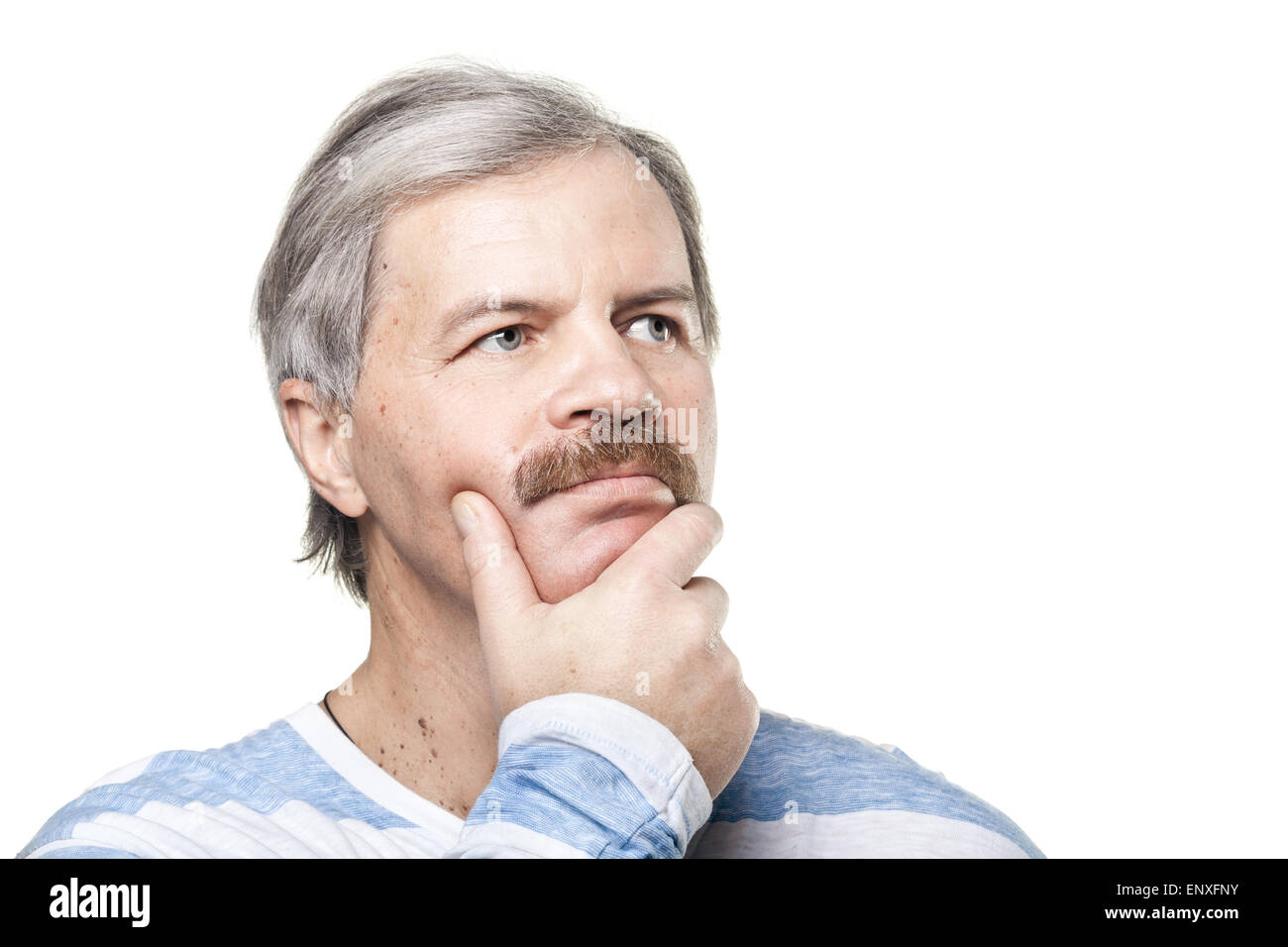 thoughtful mature caucasian man isolated on white Stock Photo - Alamy