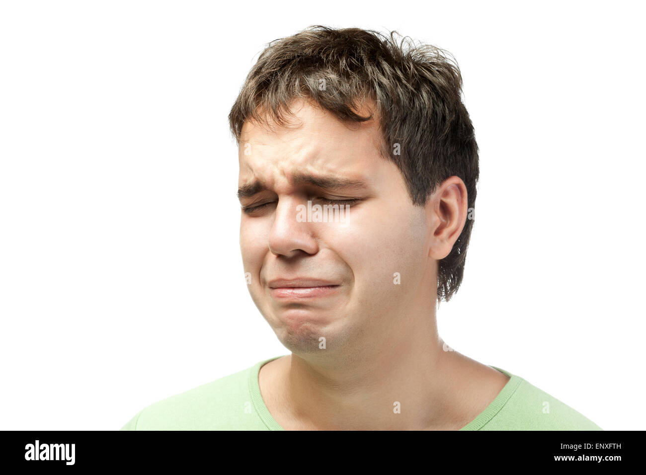 portrait of crying young man isolated on white Stock Photo - Alamy