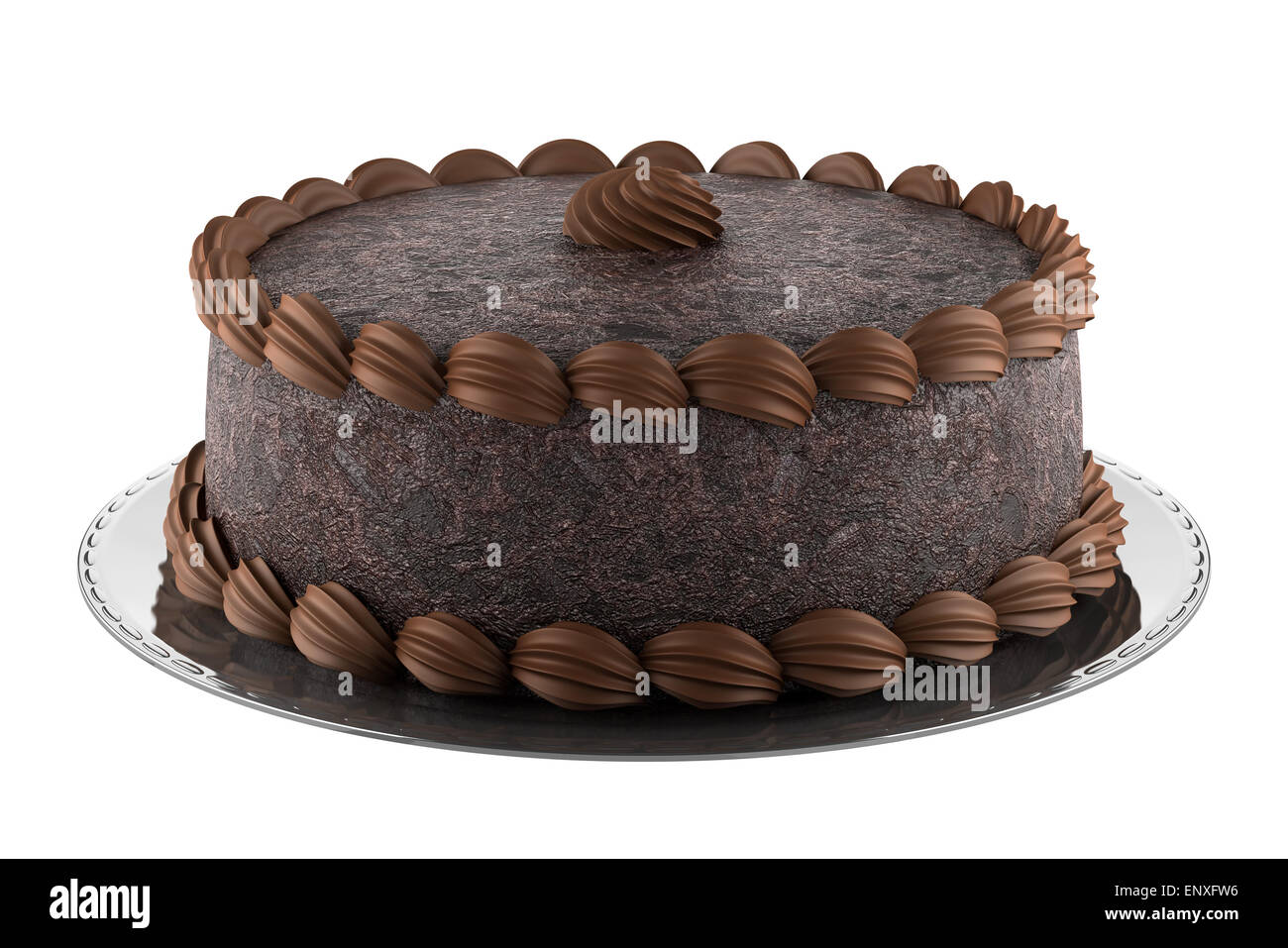 round chocolate cake isolated on white background Stock Photo - Alamy