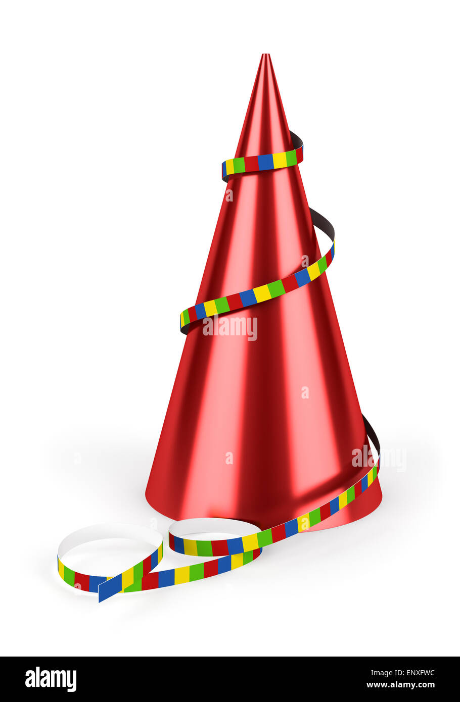 red stripped birthday cap with ribbon isolated Stock Photo - Alamy