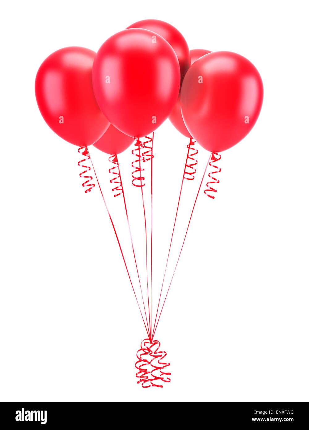 red party balloons with ribbons isolated on white Stock Photo - Alamy