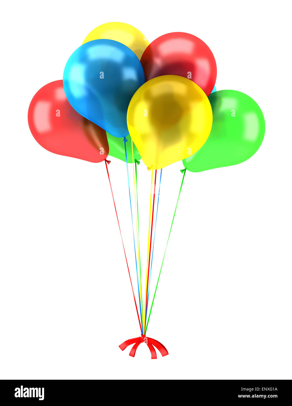 multicolored party balloons with ribbons isolated Stock Photo - Alamy