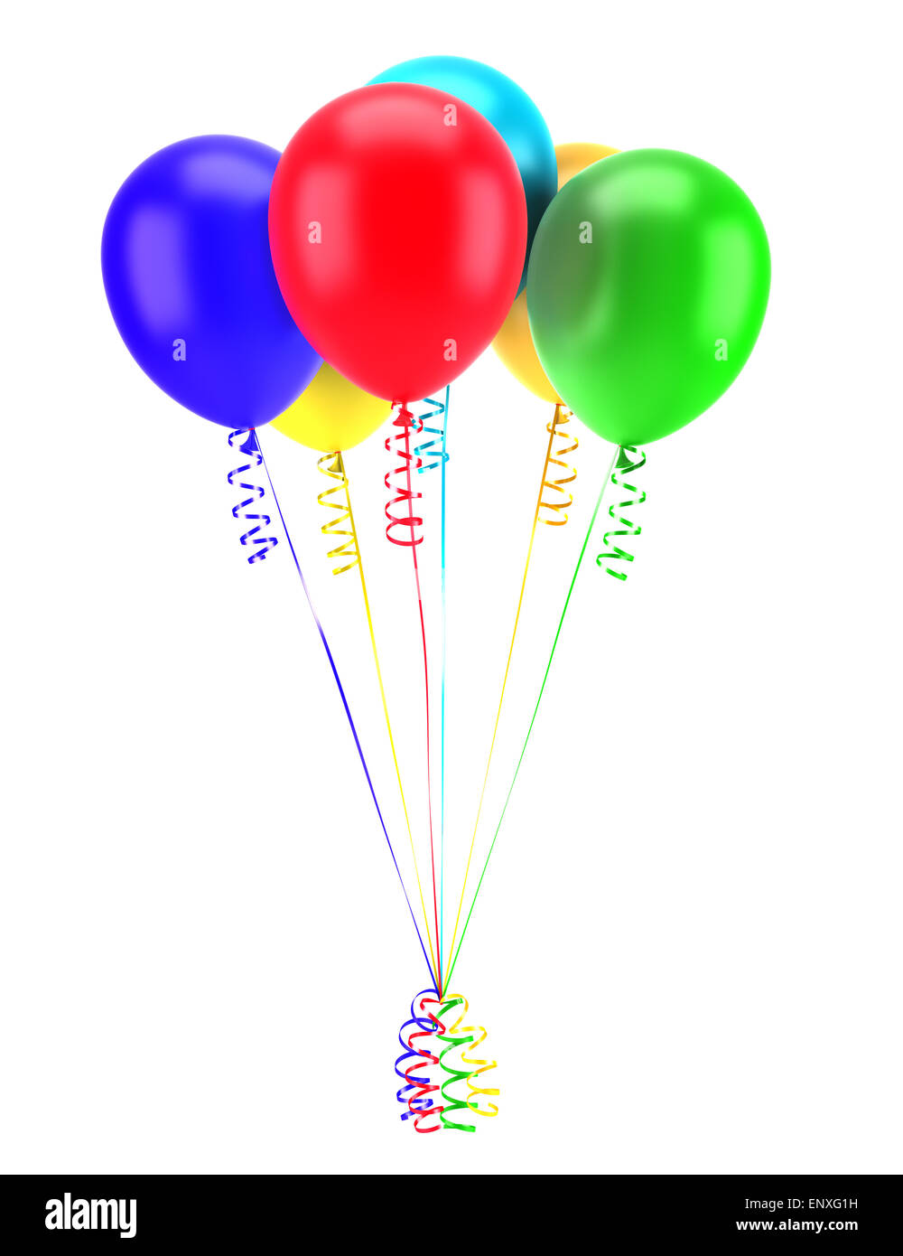 multicolored party balloons with ribbons isolated Stock Photo - Alamy