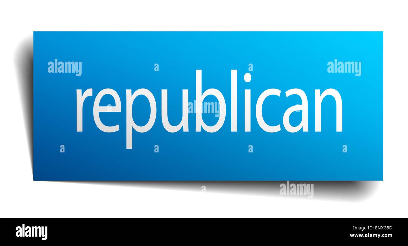 republican blue paper sign on white background Stock Photo - Alamy