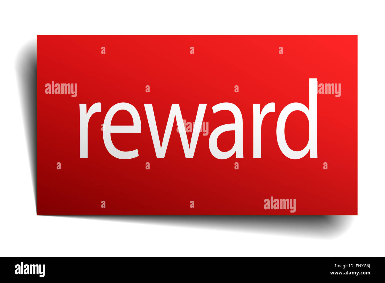 reward red paper sign isolated on white Stock Photo - Alamy