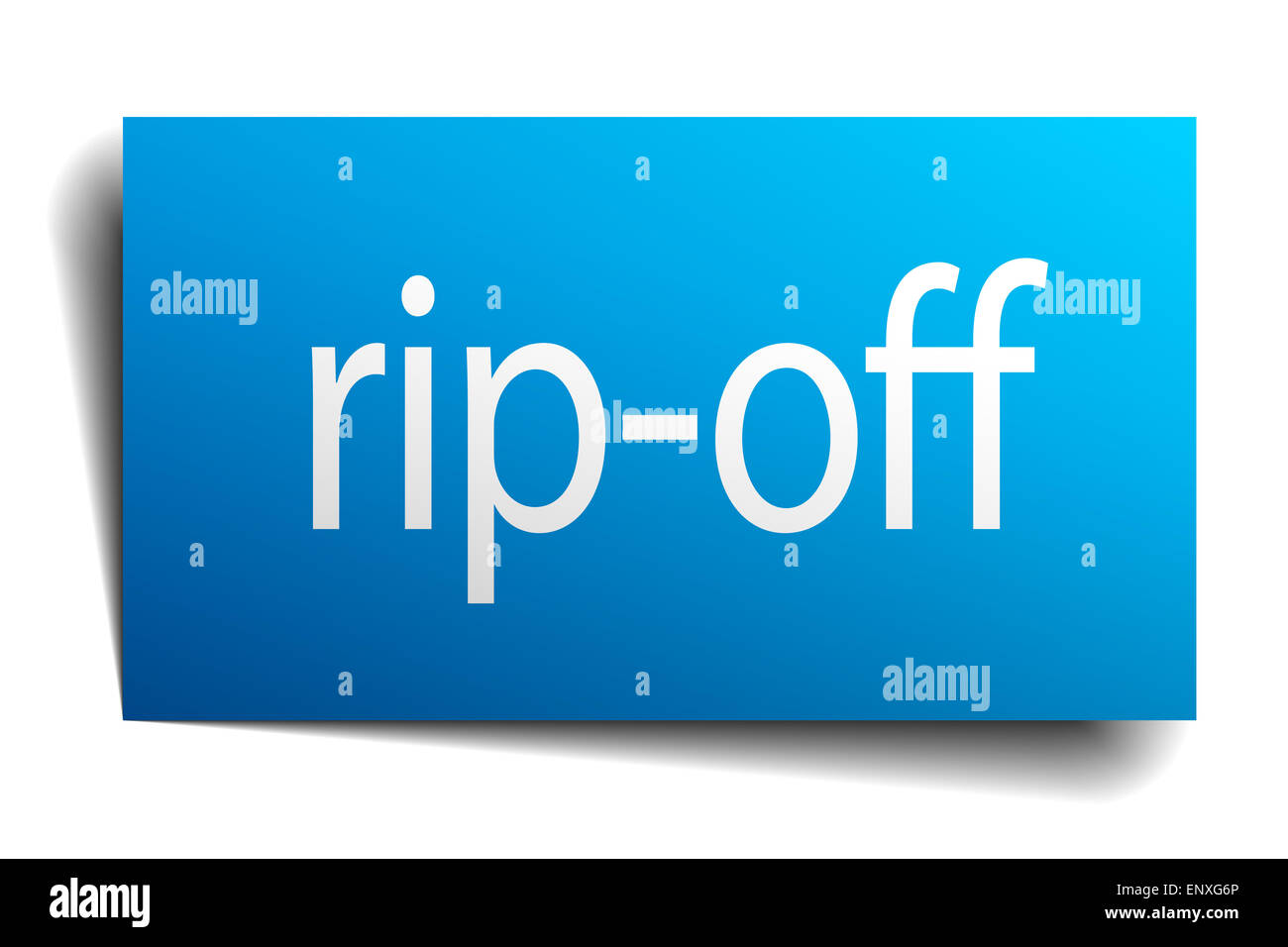 rip-off blue paper sign on white background Stock Photo - Alamy