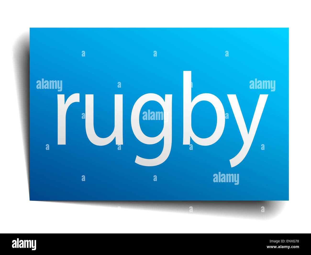 rugby blue paper sign on white background Stock Photo - Alamy