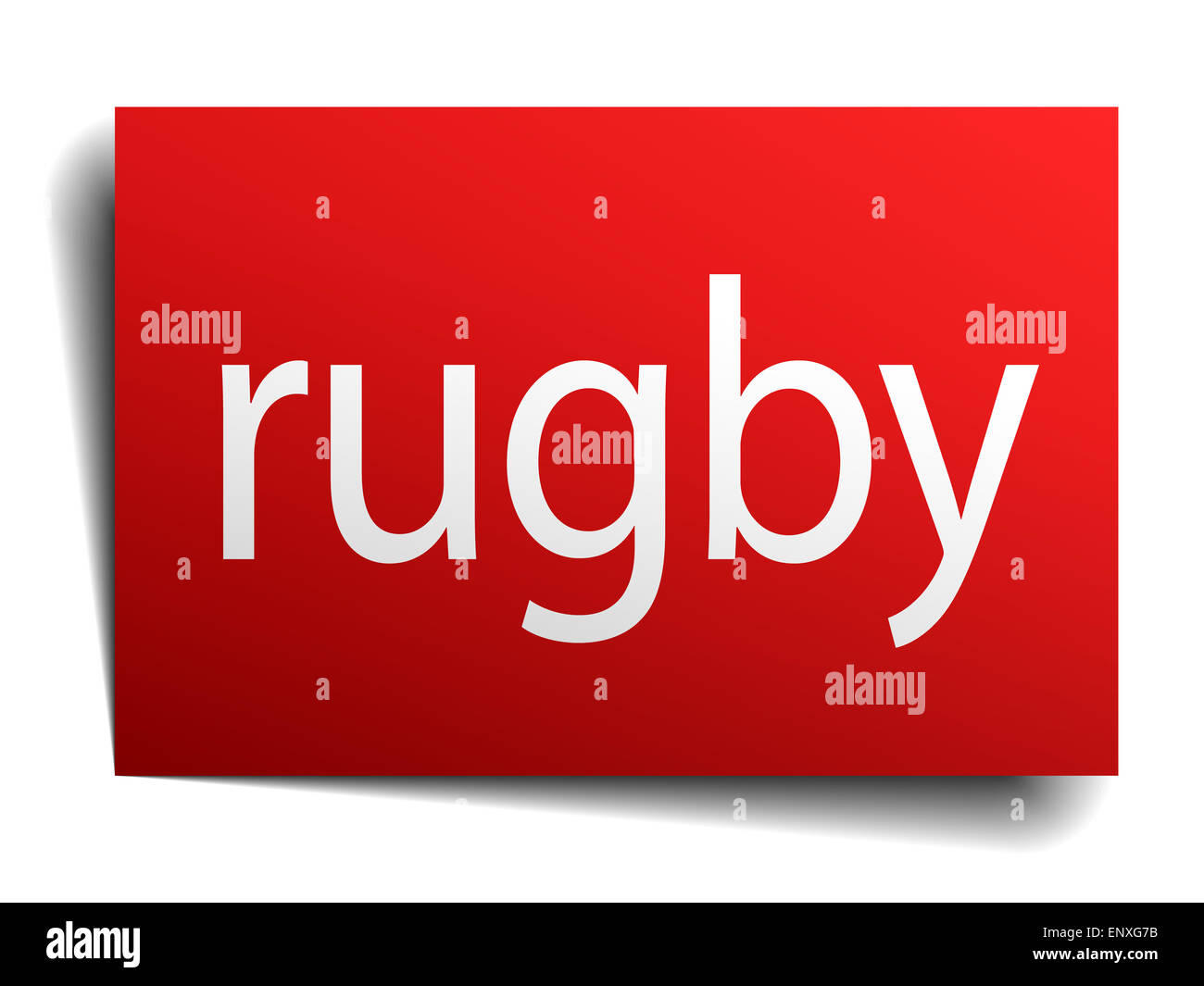 rugby red paper sign isolated on white Stock Photo - Alamy