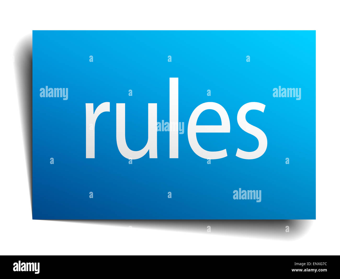 rules blue paper sign on white background Stock Photo - Alamy