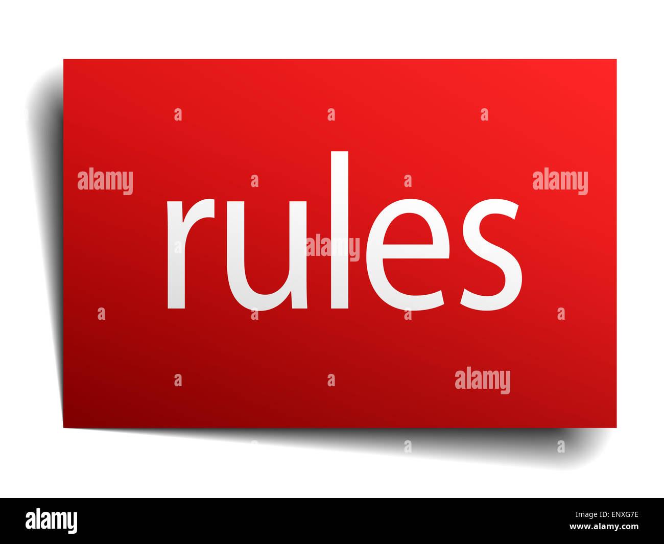 rules red paper sign isolated on white Stock Photo - Alamy