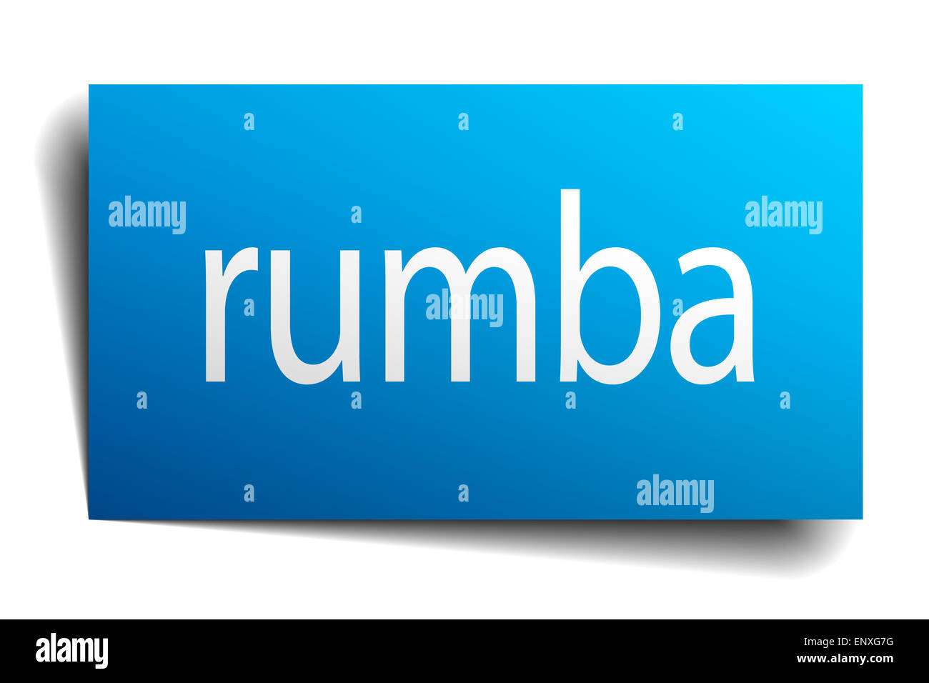 rumba blue paper sign on white background Stock Photo - Alamy