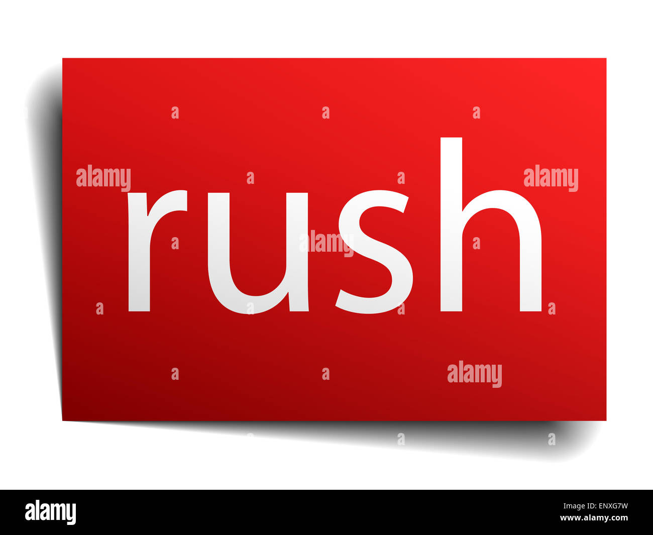rush red paper sign isolated on white Stock Photo - Alamy