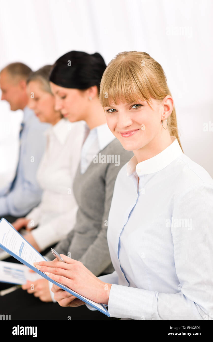 Four people waiting interview sitting hi-res stock photography and images - Alamy