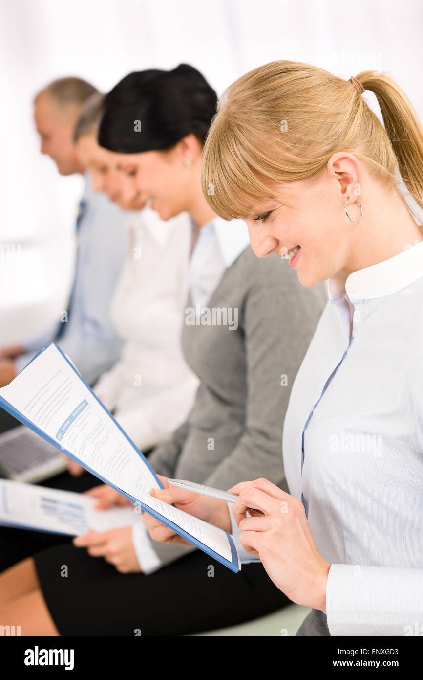 Four people waiting interview sitting hi-res stock photography and ...