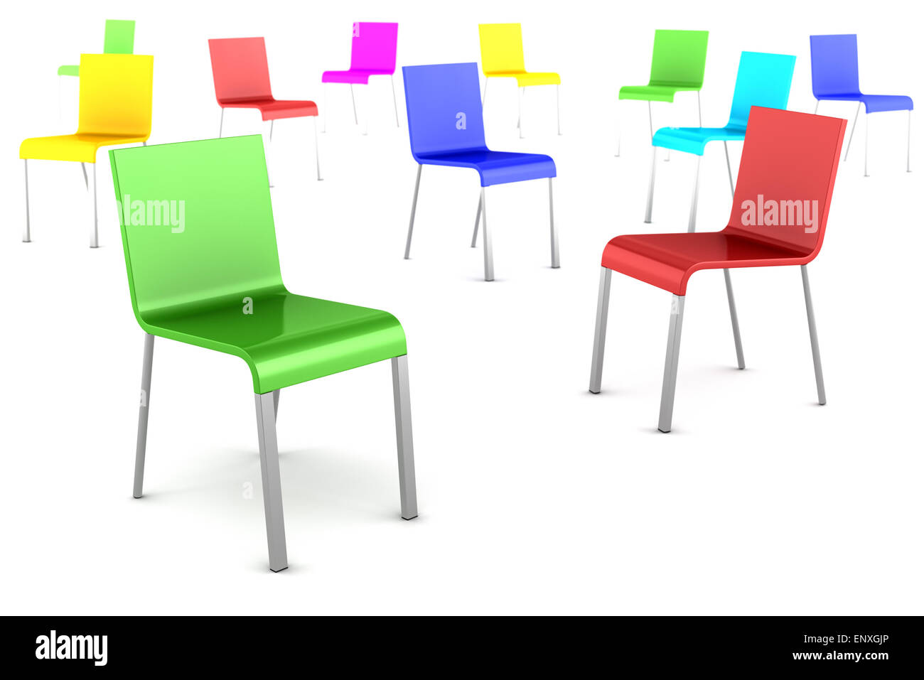 many color chairs isolated on white background Stock Photo - Alamy