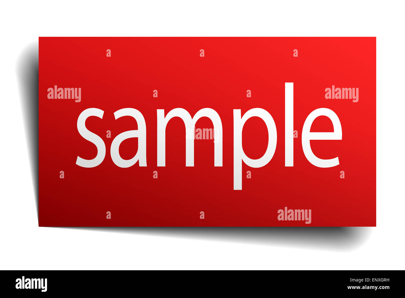 sample red paper sign on white background Stock Photo - Alamy