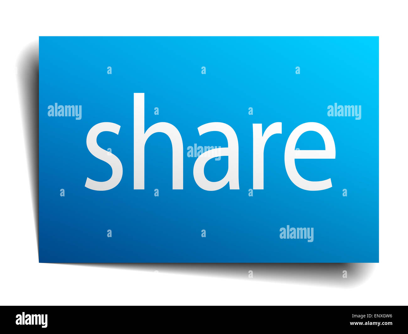 share blue paper sign on white background Stock Photo - Alamy