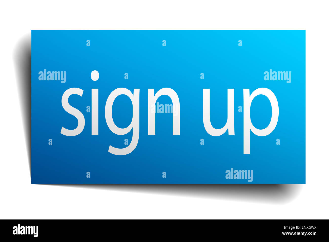 sign up blue paper sign on white background Stock Photo - Alamy