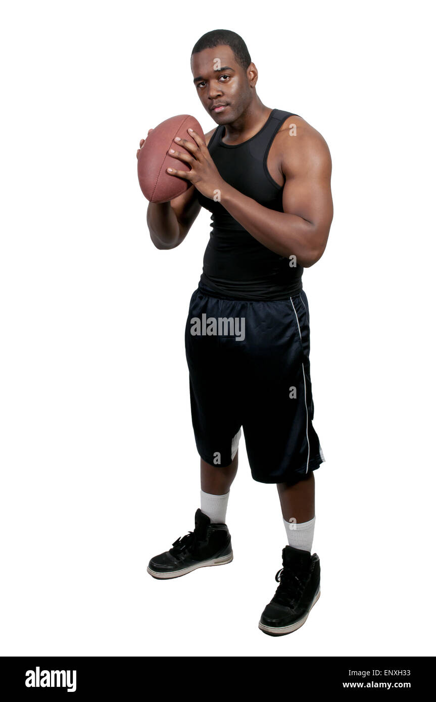 Black Man Playing Football Stock Photo - Alamy