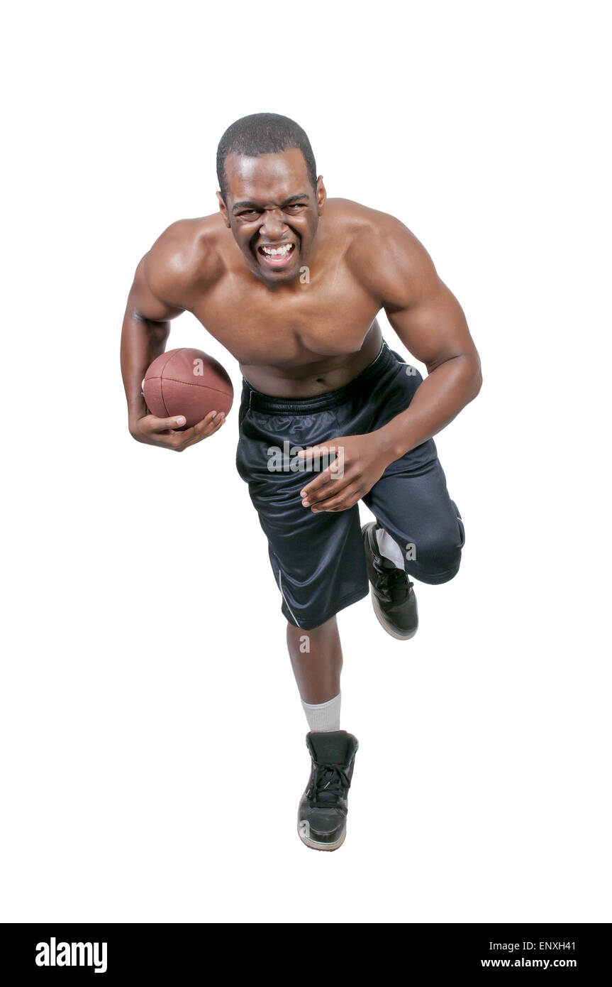 Black Man Playing Football Stock Photo - Alamy