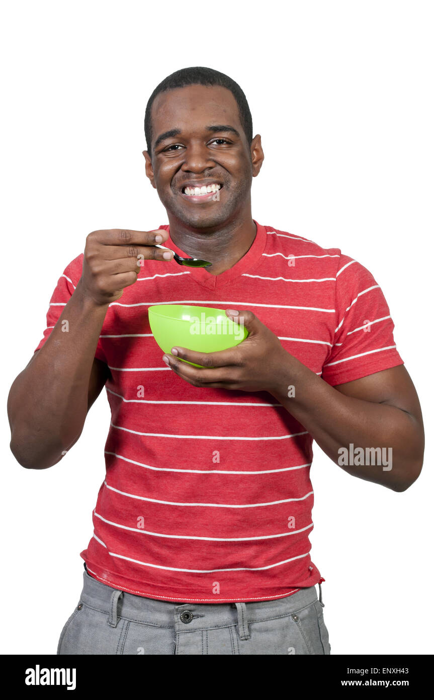 Black Man Eating Stock Photo - Alamy