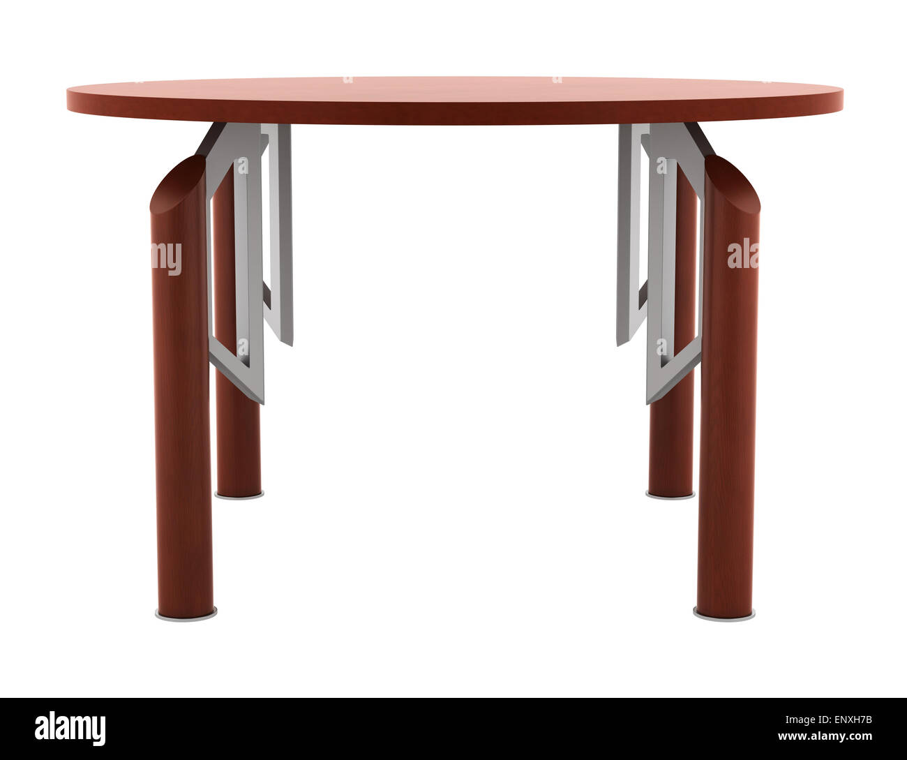 modern brown round office wooden table isolated Stock Photo - Alamy