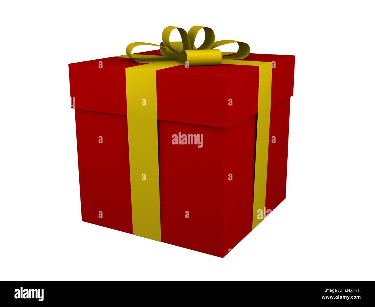 red gift box with yellow ribbon isolated on white Stock Photo - Alamy