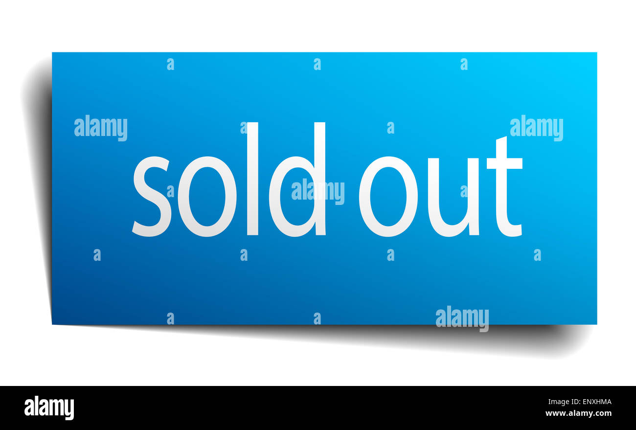 sold out blue paper sign on white background Stock Photo - Alamy