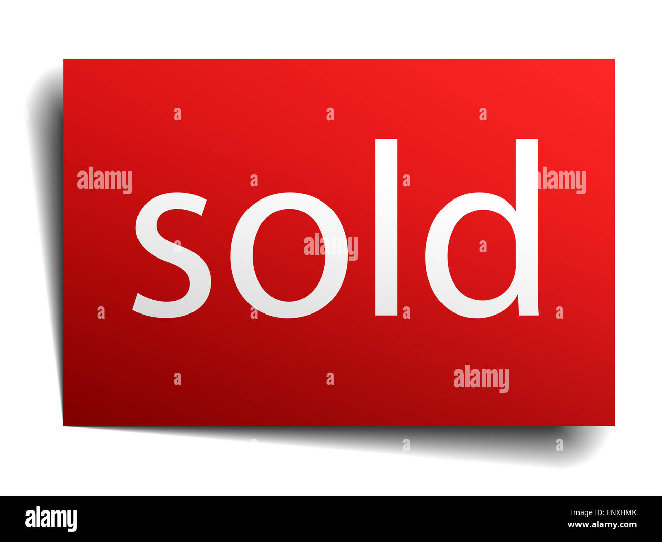 sold red paper sign isolated on white Stock Photo - Alamy