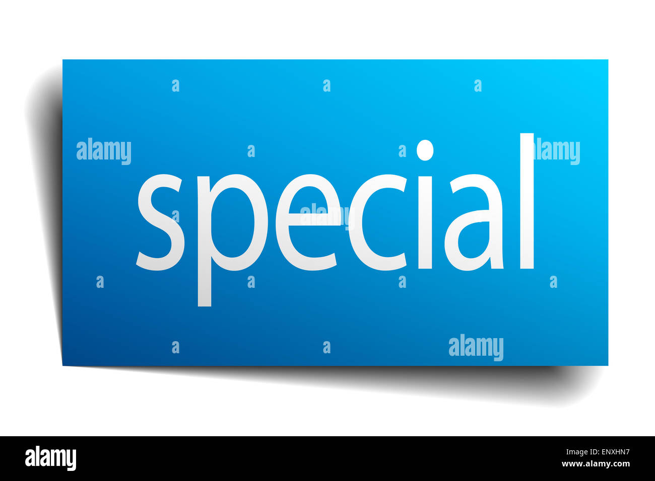 special blue paper sign on white background Stock Photo - Alamy