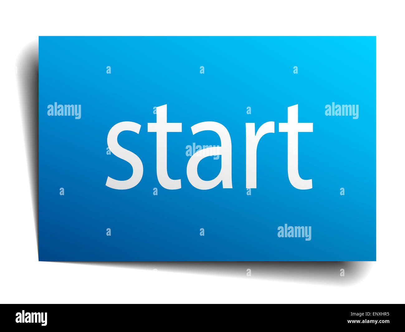 start blue paper sign on white background Stock Photo - Alamy