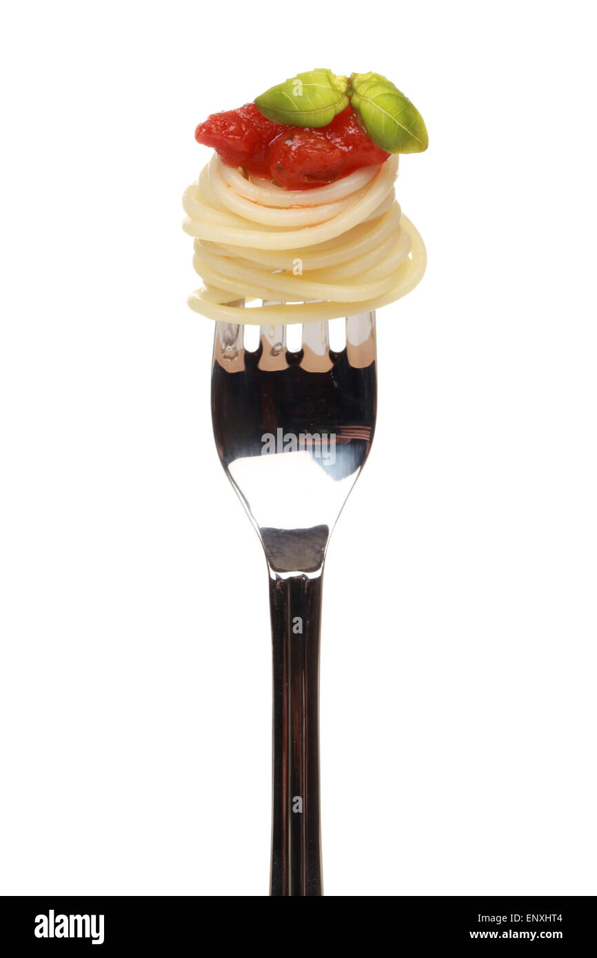 Spaghetti auf einer Gabel Stock Photo - Alamy