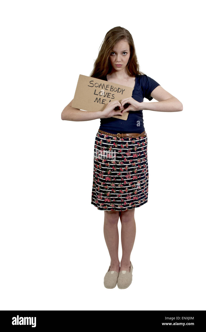 Woman Holding a Sign Stock Photo - Alamy
