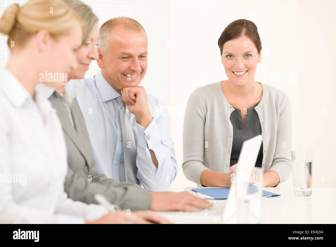 Business team pretty businesswomen with colleagues Stock Photo - Alamy
