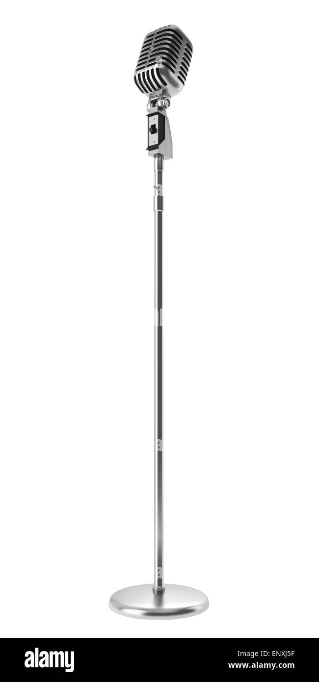vintage microphone isolated on white background Stock Photo - Alamy