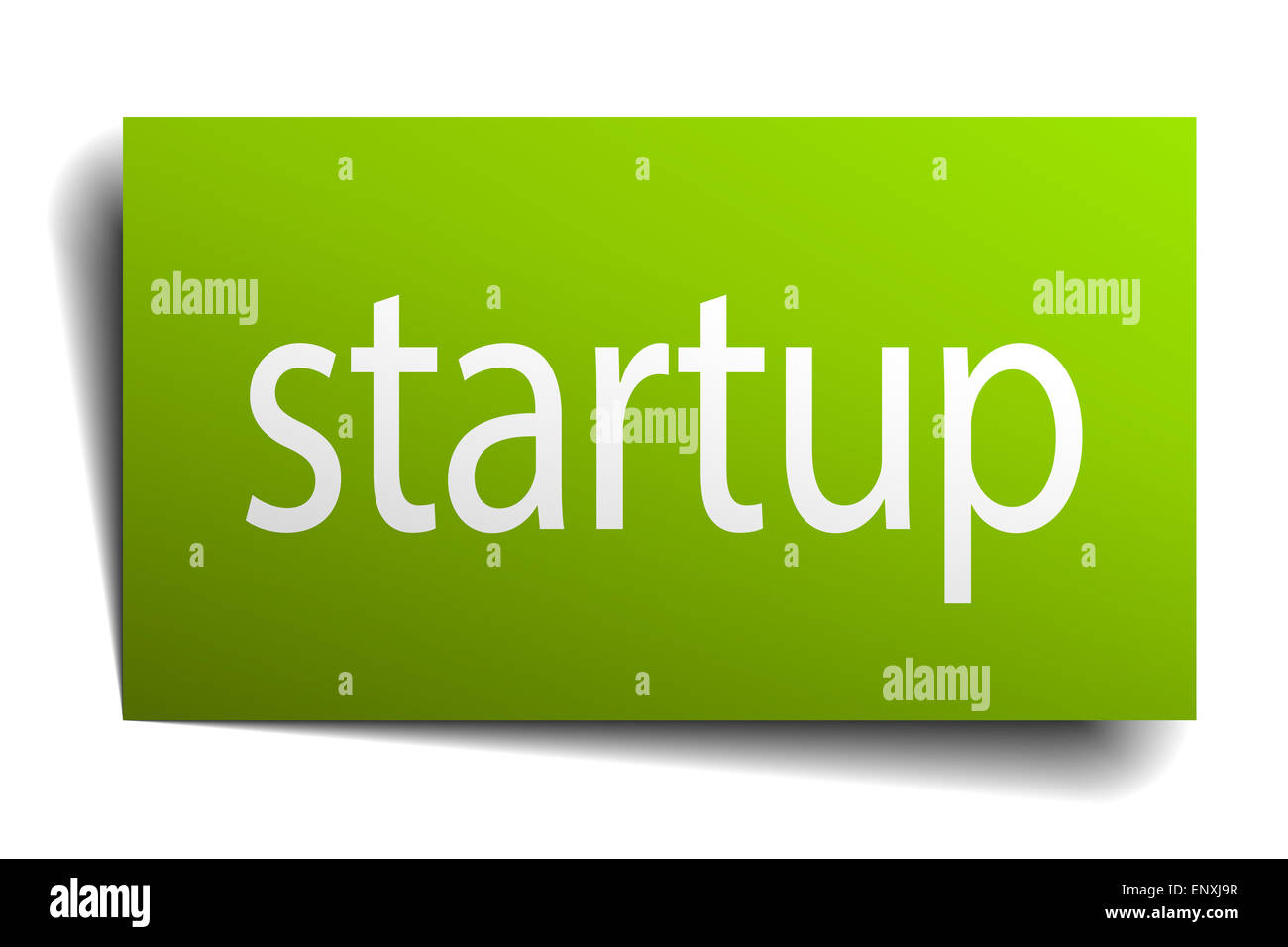 startup square paper sign isolated on white Stock Photo - Alamy