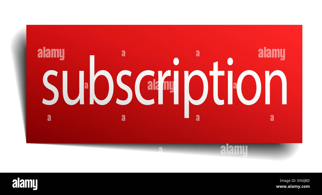 subscription red paper sign isolated on white Stock Photo - Alamy