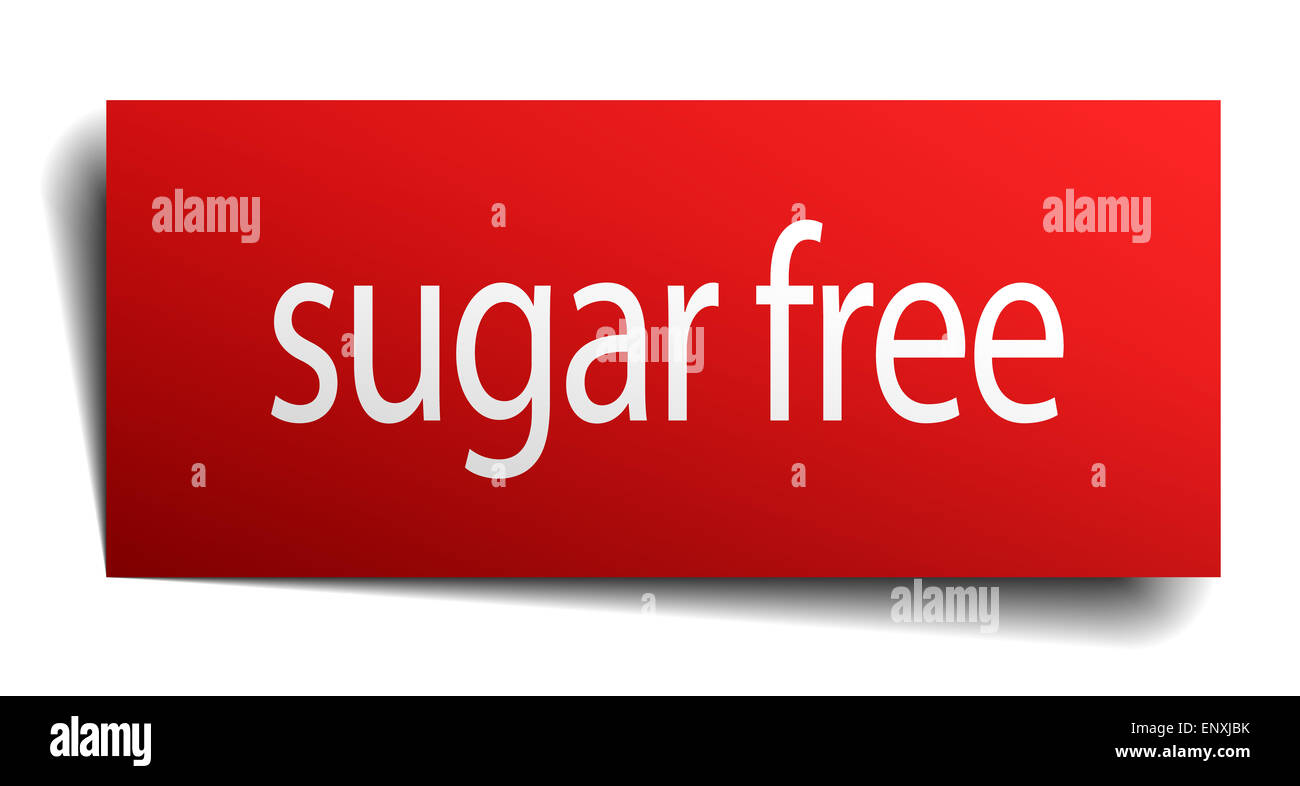 sugar free red paper sign isolated on white Stock Photo - Alamy